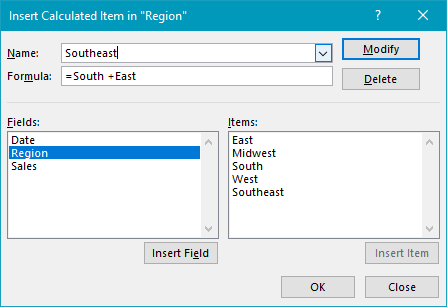Pivot table calculated item example | Exceljet